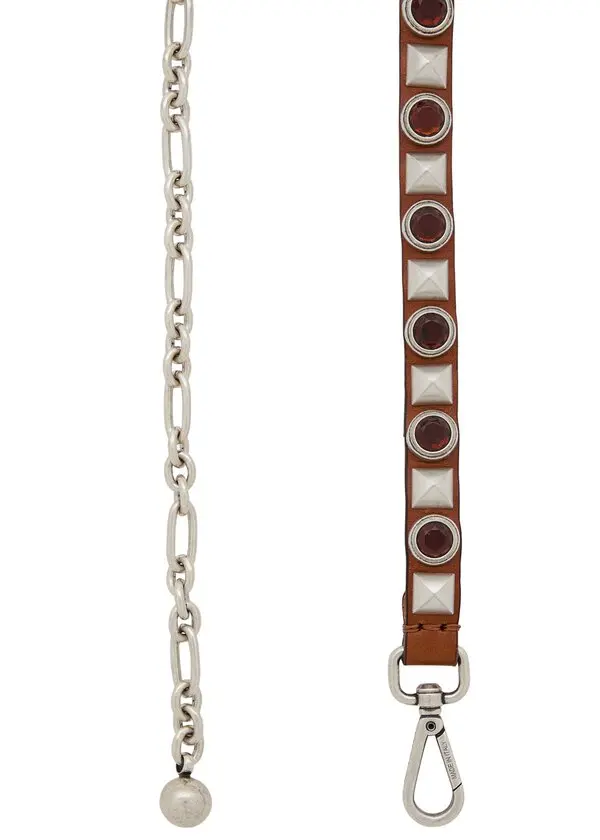 Etro Embellished Leather Chain Belt - Brown