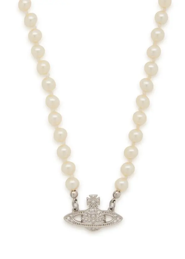 VIVIENNE WESTWOOD Mini Bas Relief Faux Pearl Necklace - White
