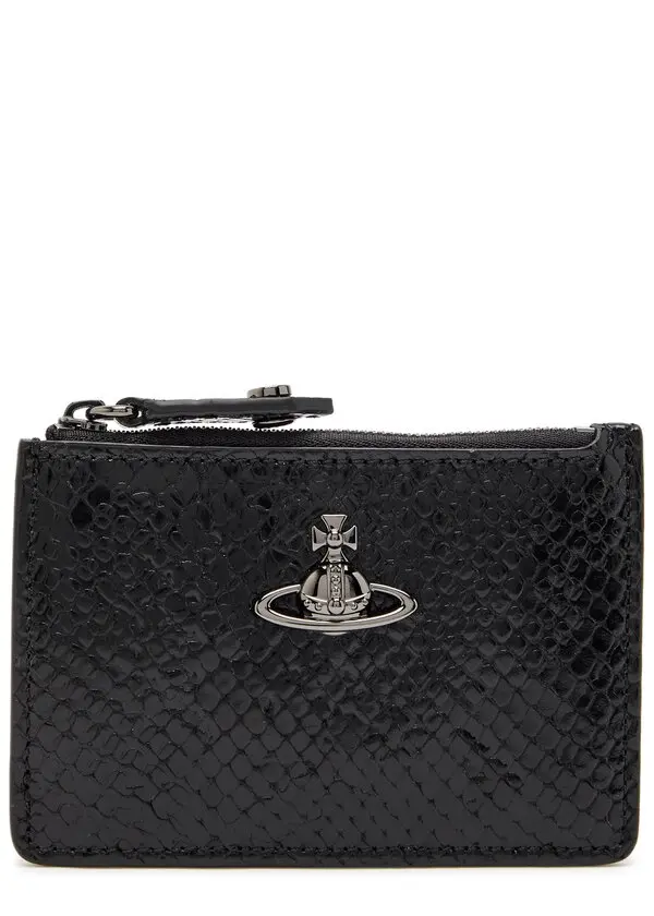 VIVIENNE WESTWOOD Snake-effect Leather Card Holder - Black