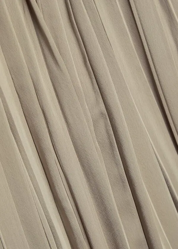 JOSEPH Pleated Satin Midi Skirt - Beige