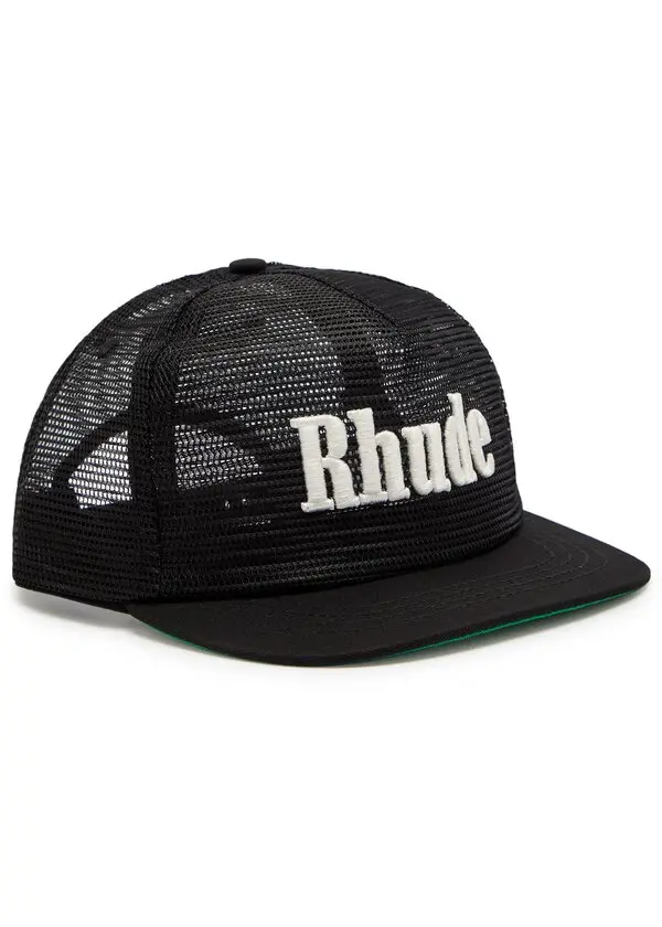 Rhude Logo-embroidered Mesh Cap - Black And White