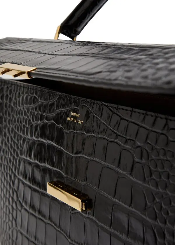 TOTEME Crocodile-effect Leather Top Handle Bag - Black