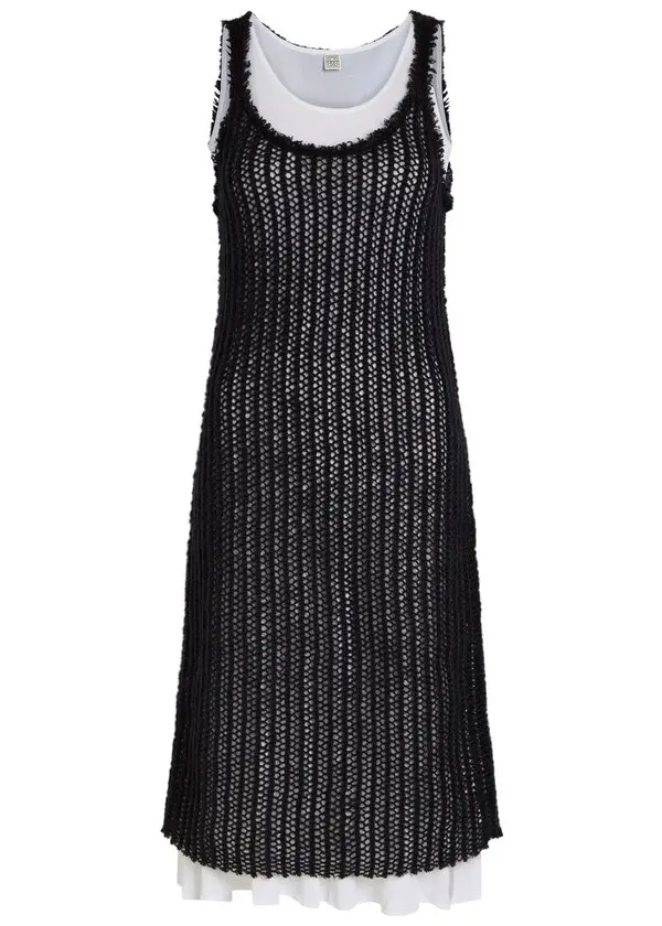 TOTEME Layered Mohair-blend Midi Dress - Black