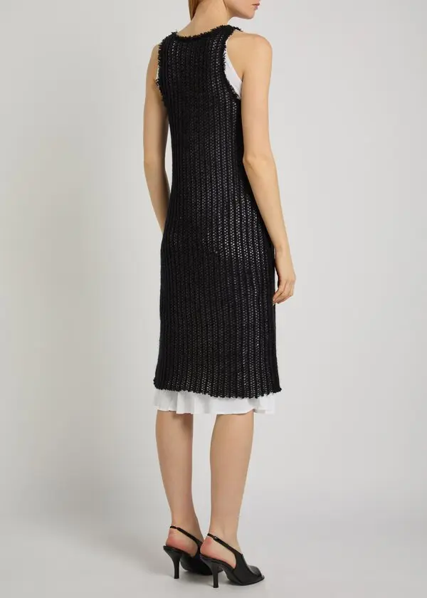 TOTEME Layered Mohair-blend Midi Dress - Black