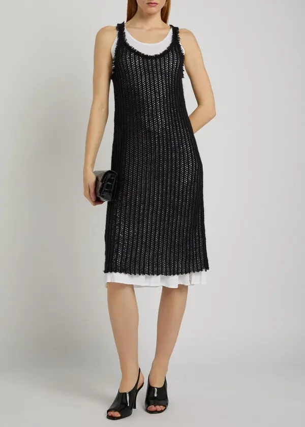 TOTEME Layered Mohair-blend Midi Dress - Black