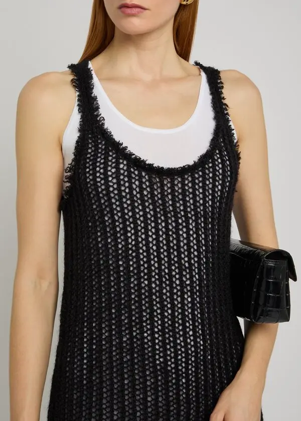 TOTEME Layered Mohair-blend Midi Dress - Black