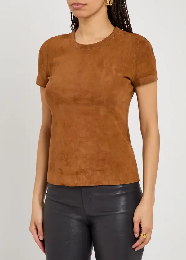 Stouls Stretch-suede T-shirt - Tan