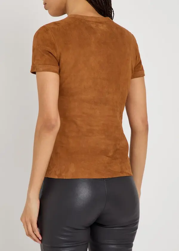 Stouls Stretch-suede T-shirt - Tan