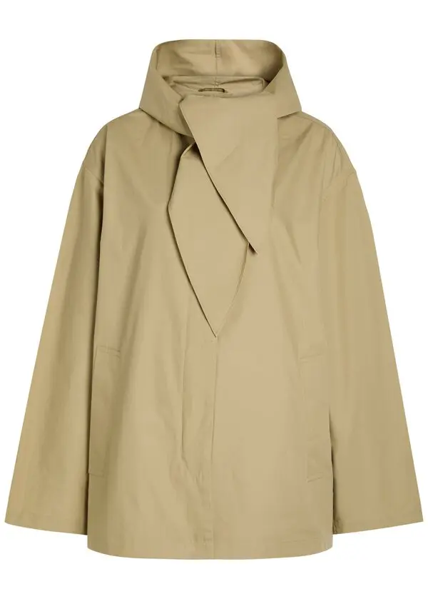 TOTEME Hooded Scarf-effect Cotton Jacket - Beige