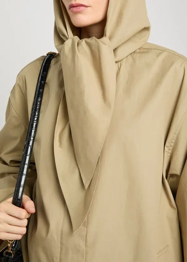 TOTEME Hooded Scarf-effect Cotton Jacket - Beige