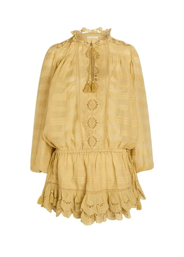 Isabel Marant Preya Embroidered Cotton Mini Dress - Yellow