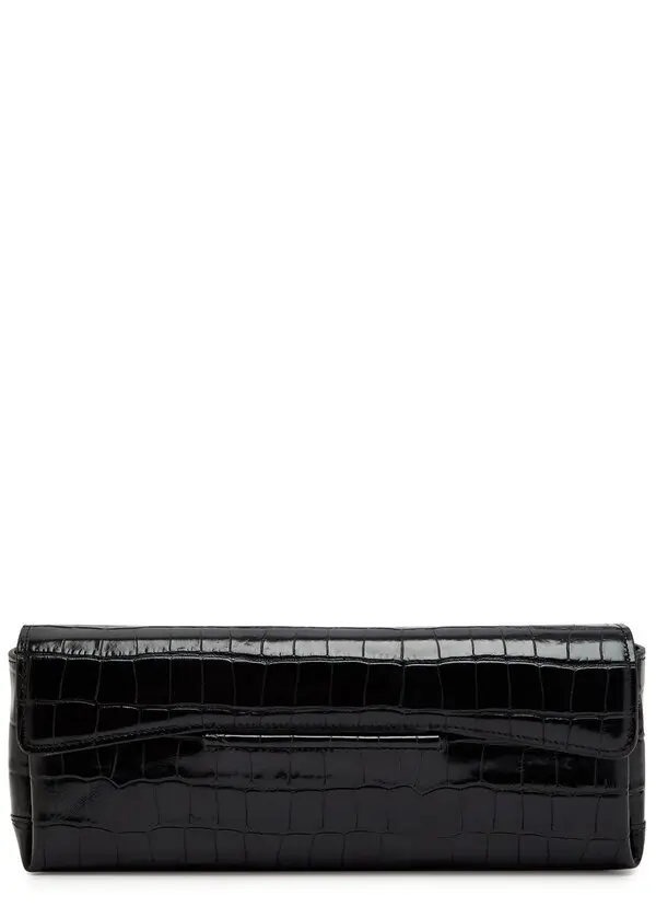 TOTEME Crocodile-effect Leather Clutch - Black