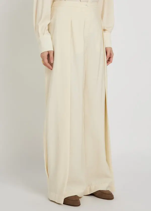 Emporio Armani Pleated Wide-leg Trousers - Cream