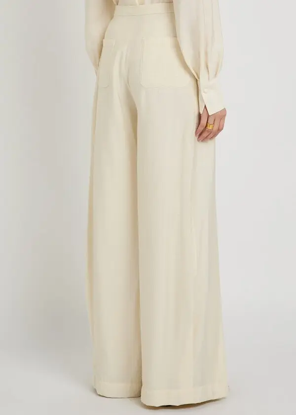 Emporio Armani Pleated Wide-leg Trousers - Cream