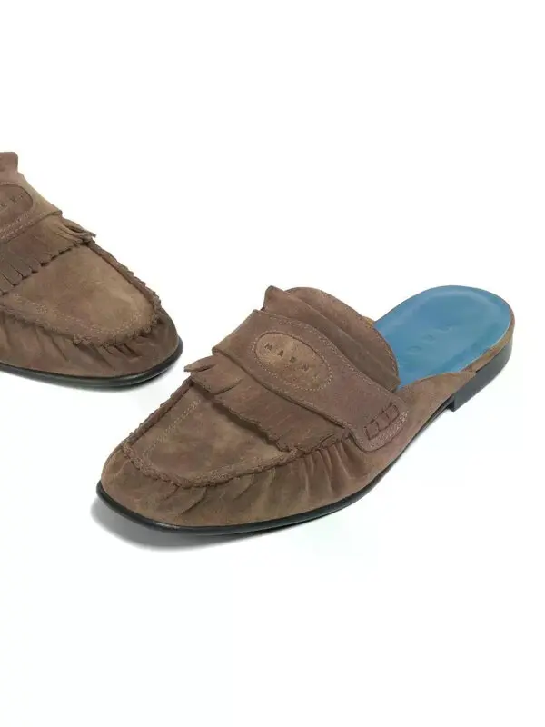 Marni Fringed Suede Sabot Clogs