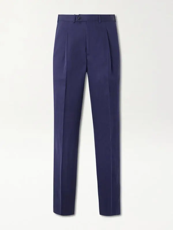 SAMAN AMEL Amo Straight-leg Pleated Suit Trousers - Blue