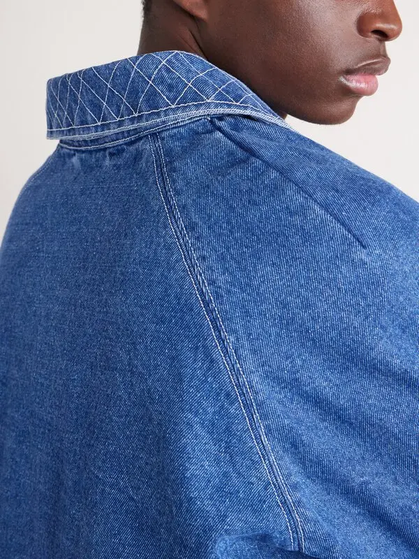 BODE Embroidered Merino Wool-blend Denim Jacket - Blue