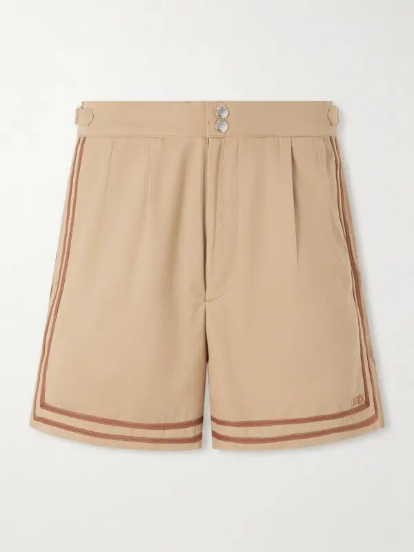 BODE Pleated Cotton-twill Shorts - Neutrals