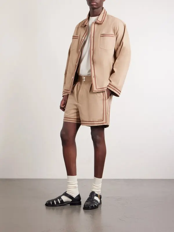BODE Pleated Cotton-twill Shorts - Neutrals