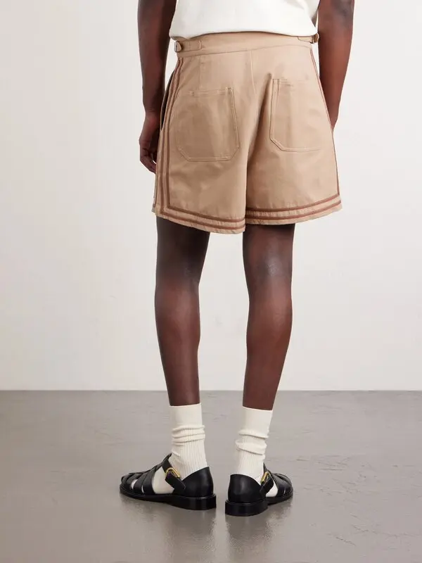 BODE Pleated Cotton-twill Shorts - Neutrals