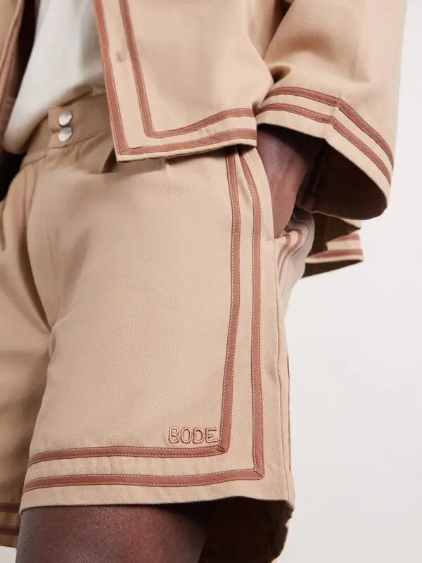 BODE Pleated Cotton-twill Shorts - Neutrals