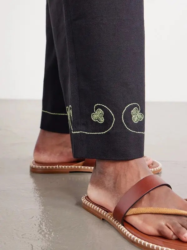 BODE Lucky Draw Embroidered Cotton-twill Trousers