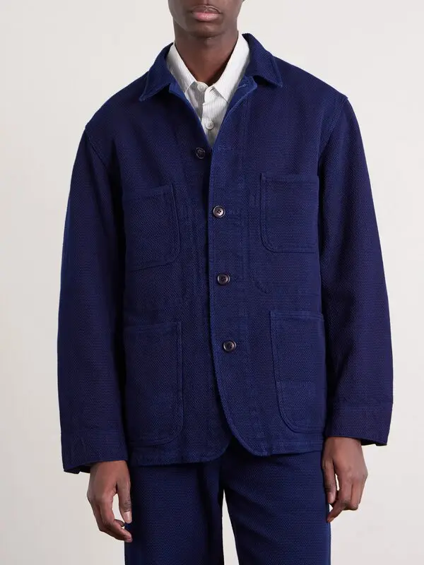 Blue Blue Japan Logo-appliquéd Sashiko Cotton-piqué Jacket