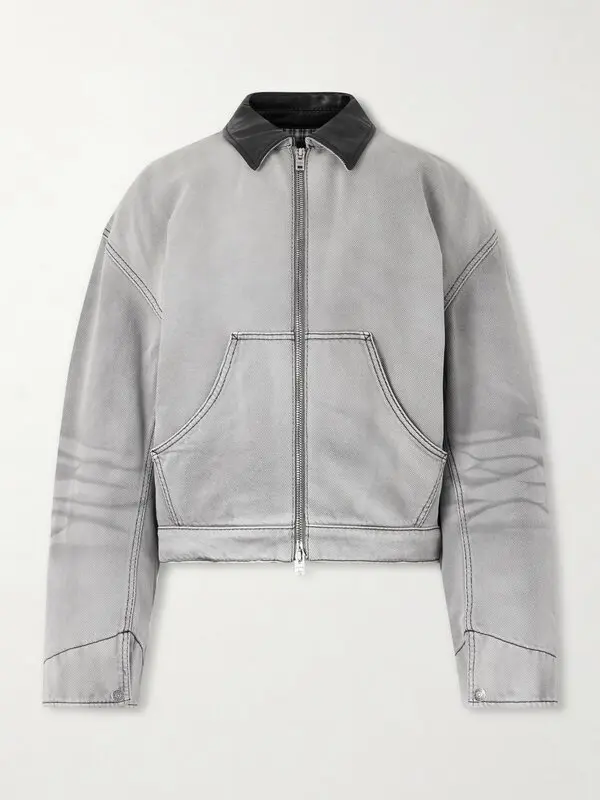 Acne Studios Cotton Leather-trimmed Jacket - Gray