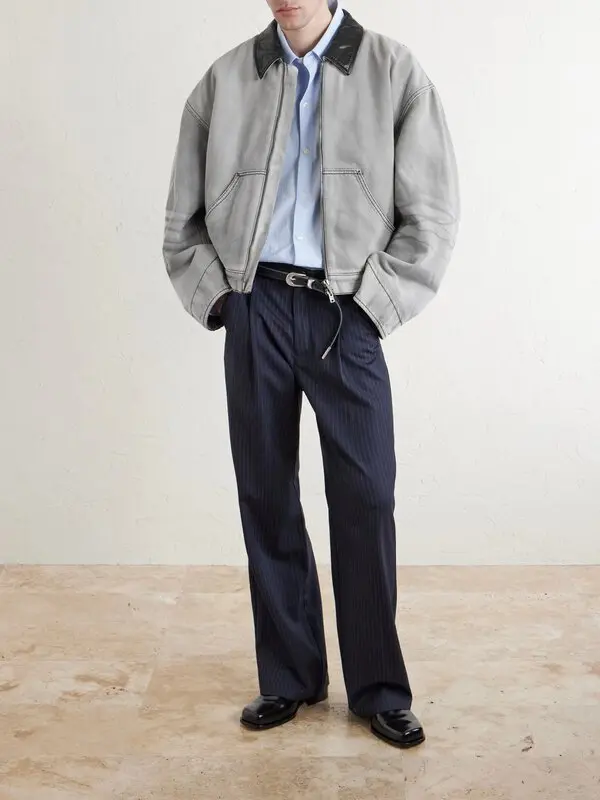 Acne Studios Cotton Leather-trimmed Jacket - Gray