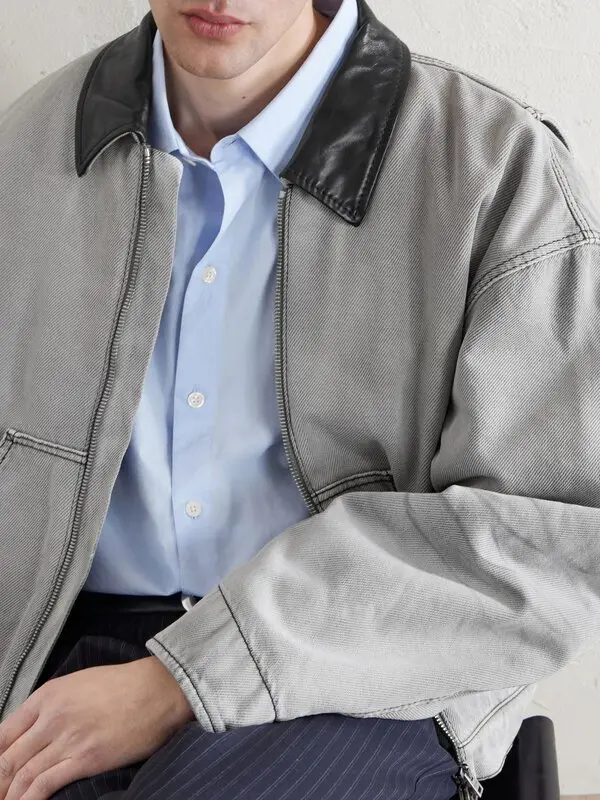 Acne Studios Cotton Leather-trimmed Jacket - Gray