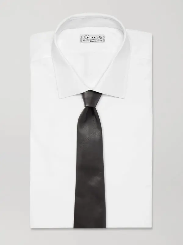 Bottega Veneta 8cm Leather Neck Tie - Brown