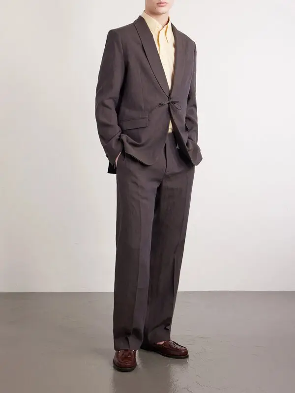 A KIND OF GUISE Linen Tailored Wide Trousers - Brown