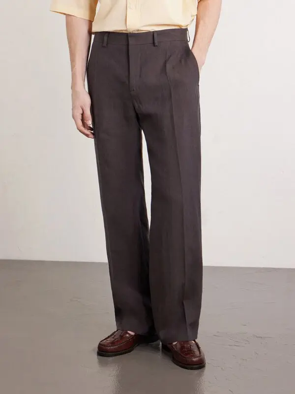 A KIND OF GUISE Linen Tailored Wide Trousers - Brown