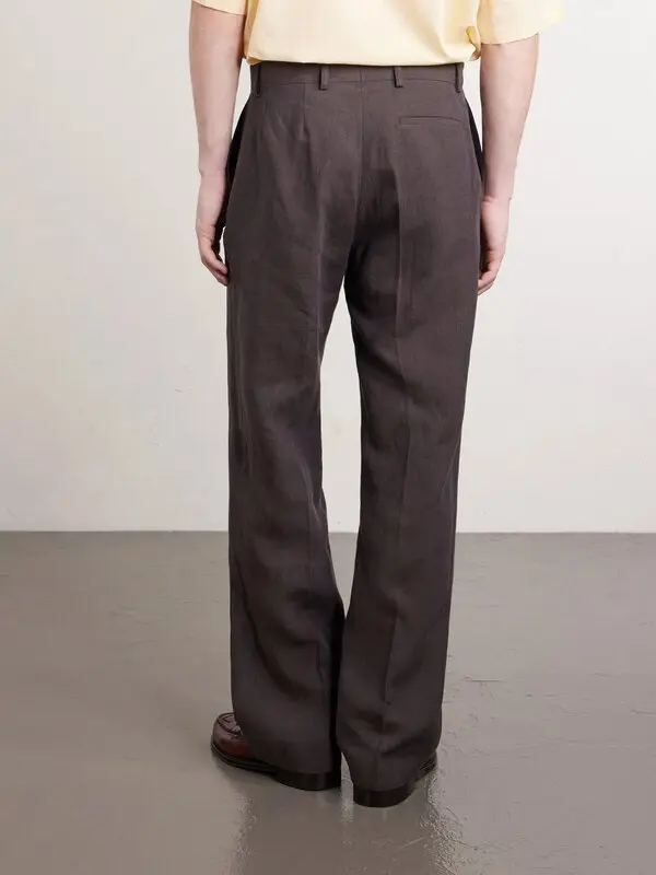 A KIND OF GUISE Linen Tailored Wide Trousers - Brown