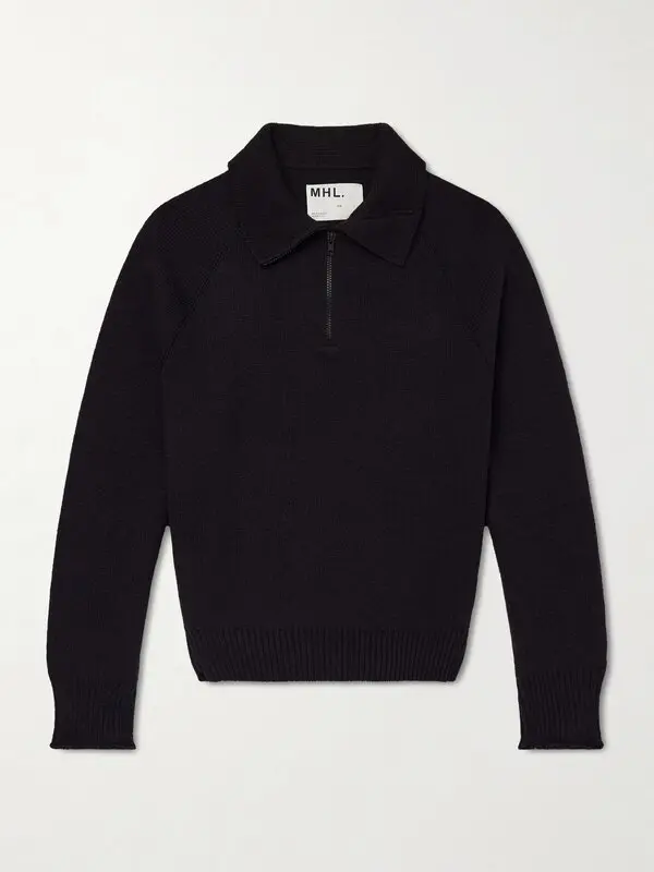 MARGARET HOWELL Wool And Cotton-blend Half-zip Sweater