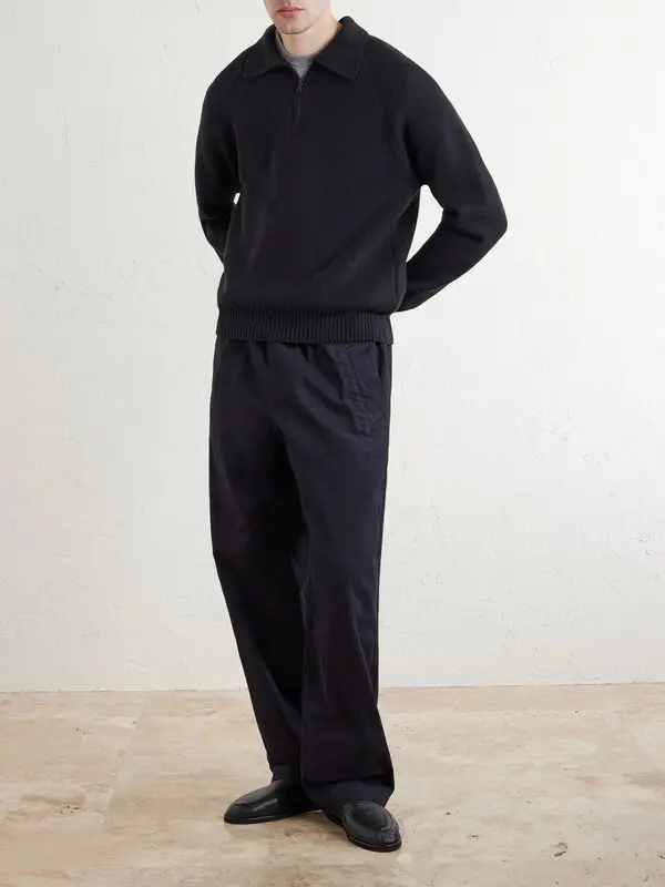 MARGARET HOWELL Wool And Cotton-blend Half-zip Sweater
