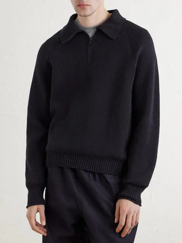 MARGARET HOWELL Wool And Cotton-blend Half-zip Sweater