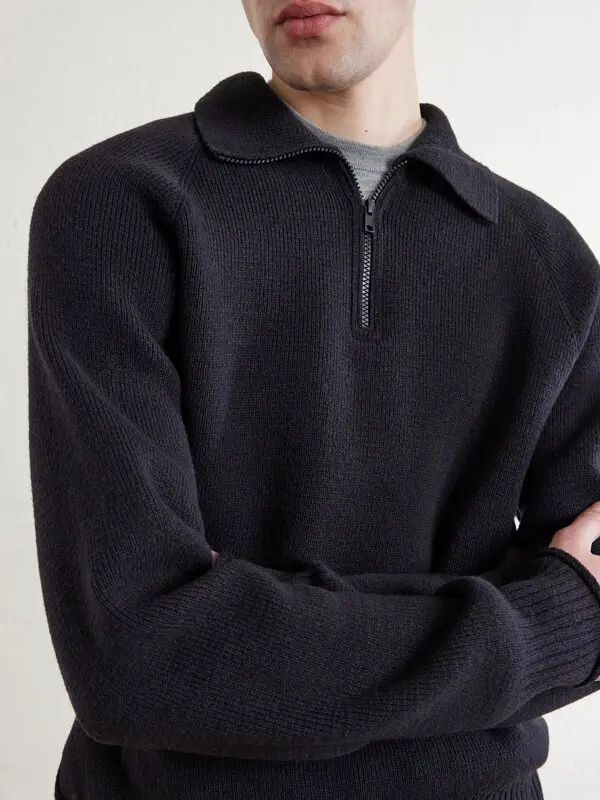 MARGARET HOWELL Wool And Cotton-blend Half-zip Sweater