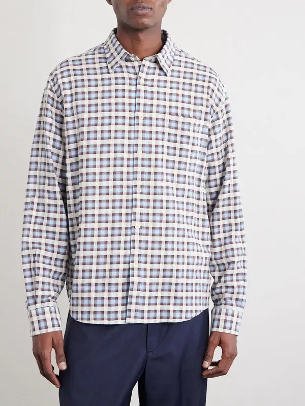 Nn07 Deon 50037 Checked Organic Cotton Shirt - Blue