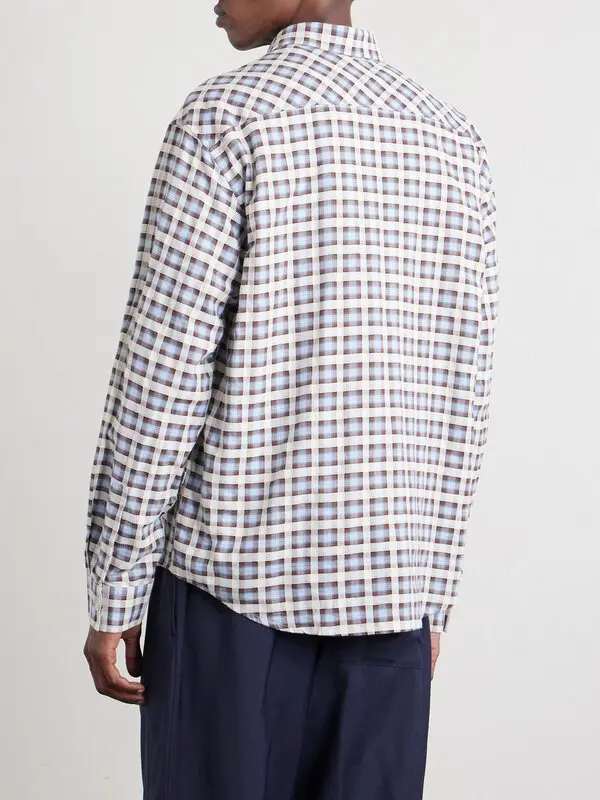Nn07 Deon 50037 Checked Organic Cotton Shirt - Blue