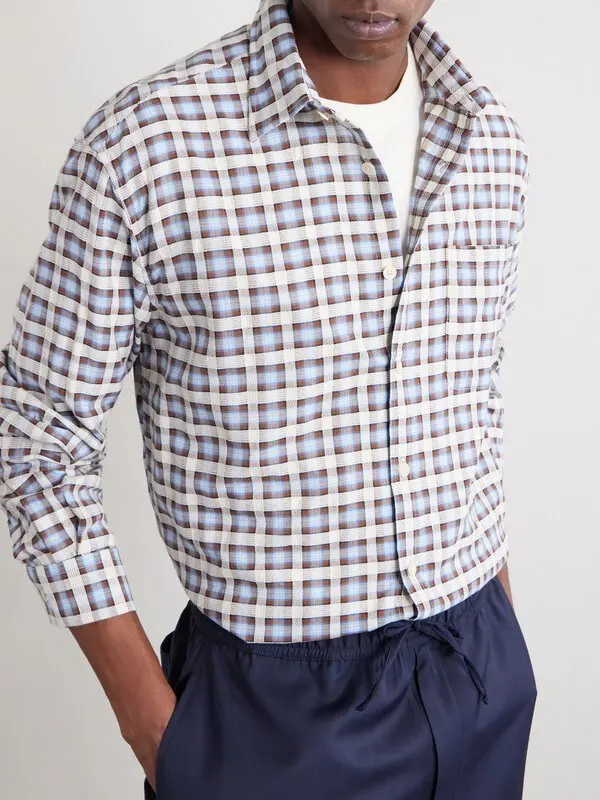 Nn07 Deon 50037 Checked Organic Cotton Shirt - Blue