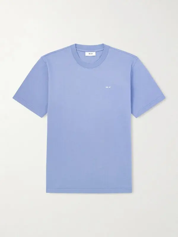 Nn07 Logo-embroidered Pima Cotton-jersey T-shirt - Blue