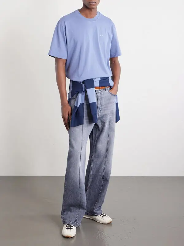 Nn07 Logo-embroidered Pima Cotton-jersey T-shirt - Blue
