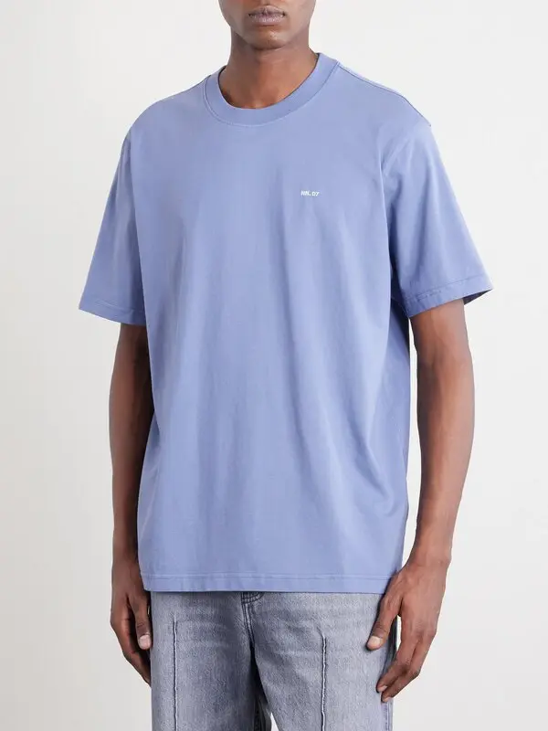 Nn07 Logo-embroidered Pima Cotton-jersey T-shirt - Blue