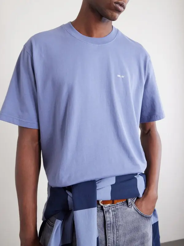 Nn07 Logo-embroidered Pima Cotton-jersey T-shirt - Blue