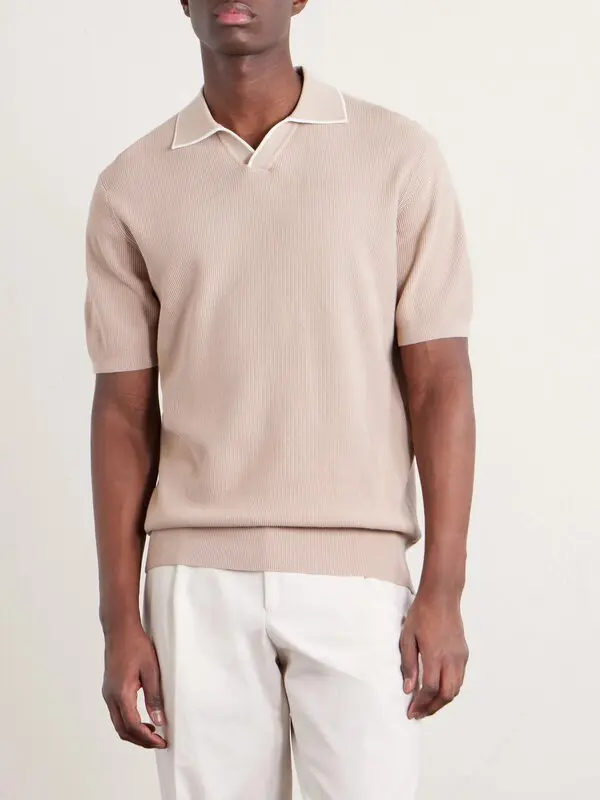 Hartford Open-collar Cotton-piqué Polo Shirt - Neutrals