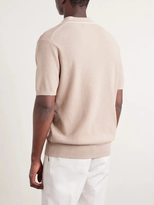Hartford Open-collar Cotton-piqué Polo Shirt - Neutrals