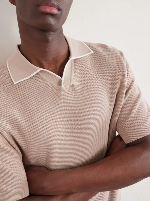 Hartford Open-collar Cotton-piqué Polo Shirt - Neutrals