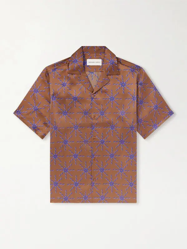 Frescobol Carioca Roberto Printed Silk Shirt - Brown
