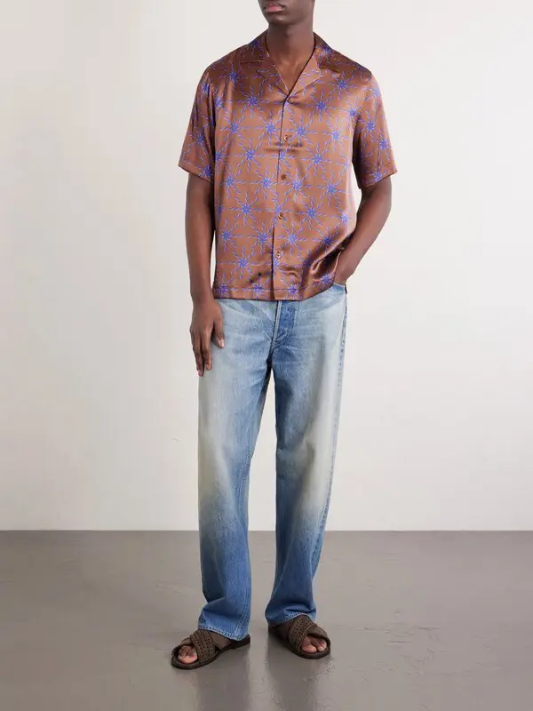 Frescobol Carioca Roberto Printed Silk Shirt - Brown